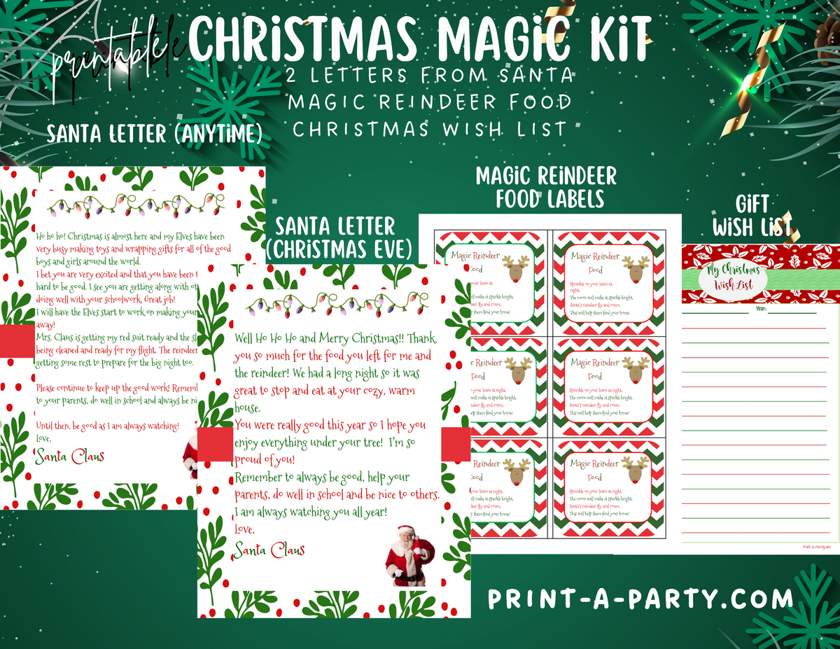 CHRISTMAS MAGIC PACK PRINTABLE | Santa Letters (2) | Reindeer Food ...