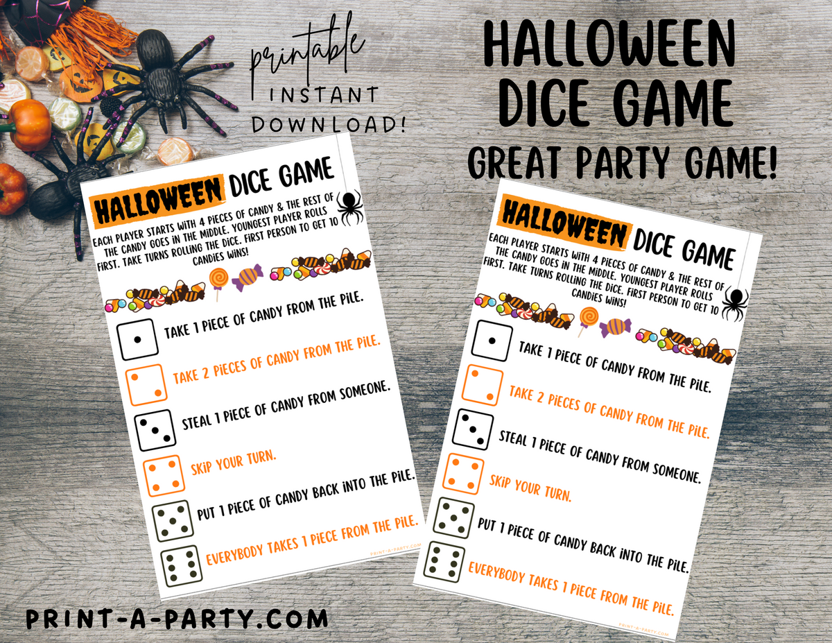 Halloween Dice Game Printable | Halloween Candy Dice Game | Halloween ...