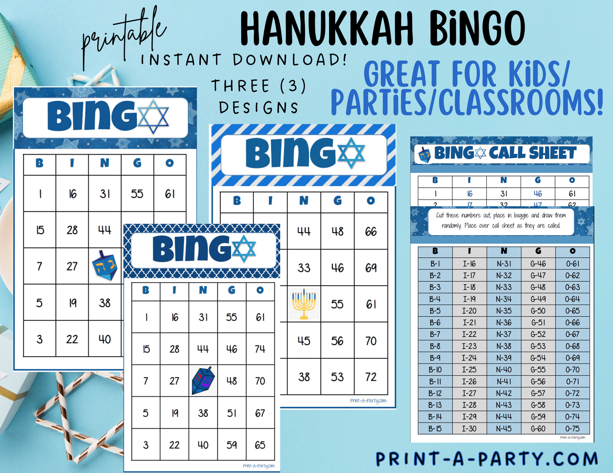 Hanukkah Bingo Game - INSTANT DOWNLOAD for Holiday Parties or Classes ...
