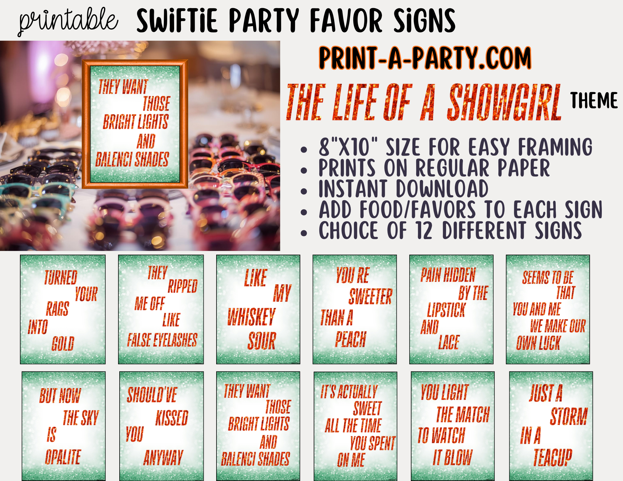 Swiftie Party Signs - Printable Taylor Swift Life of a Showgirl Party ...