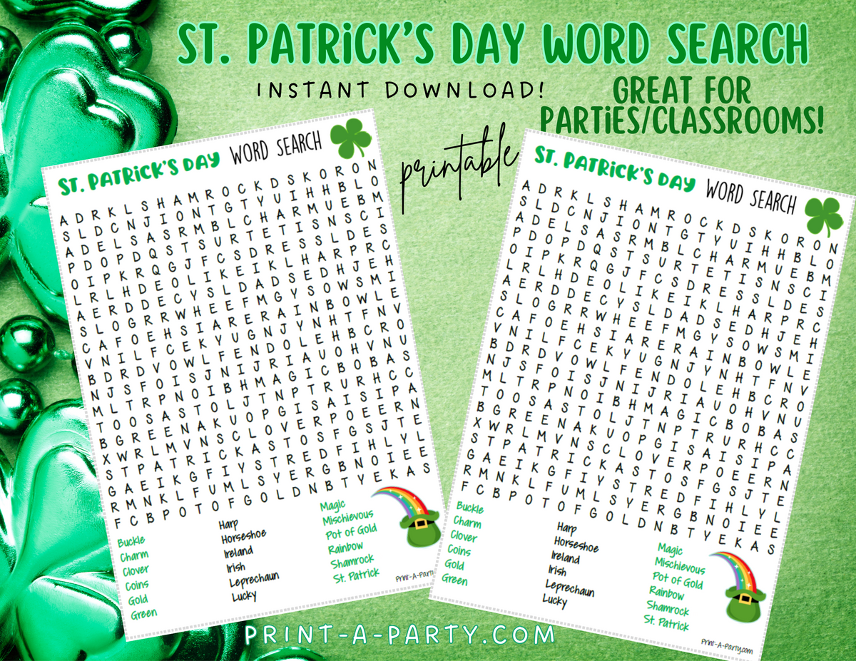 Printable St. Patrick's Day Word Search Game with Answer Key | St ...