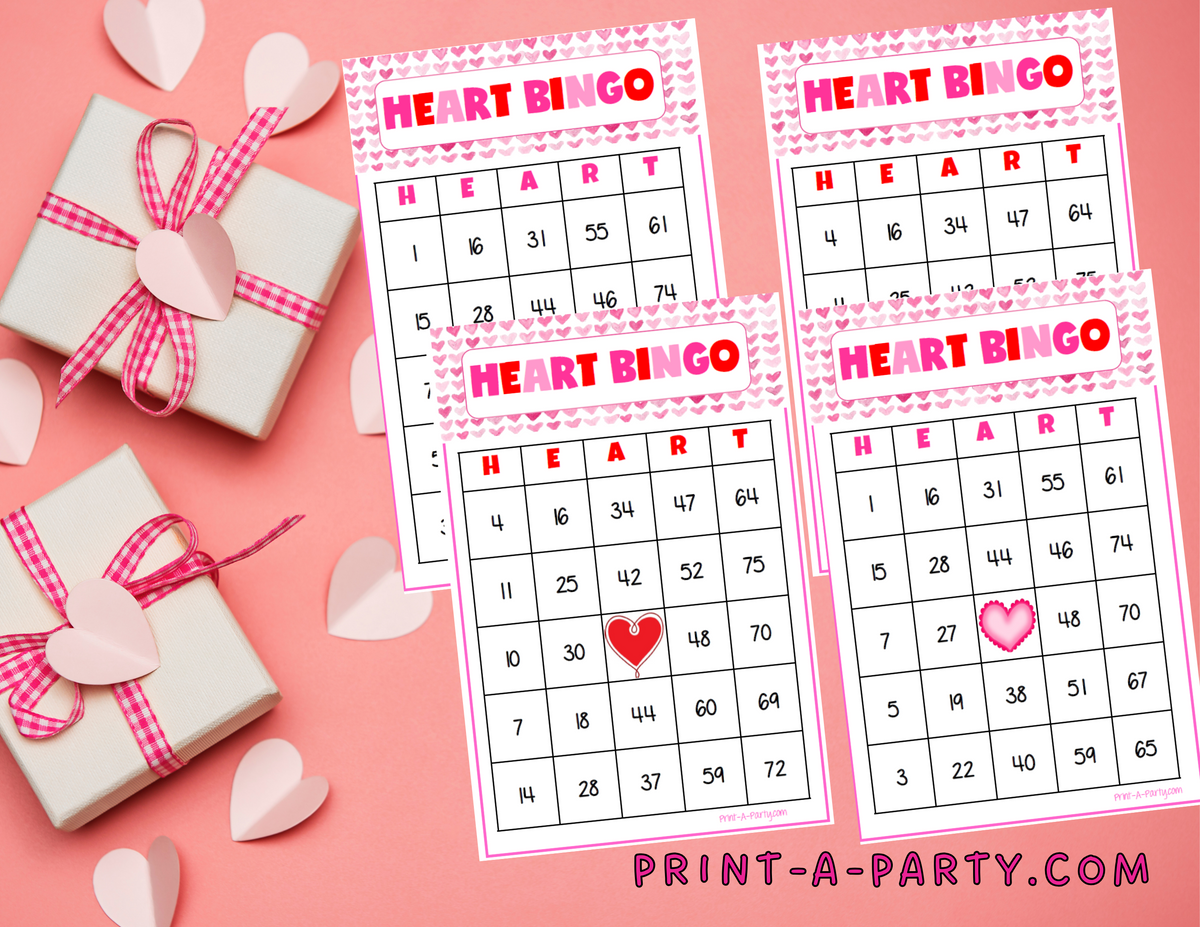 Valentine Bingo | Heart Bingo Printable | Choose your size and design ...