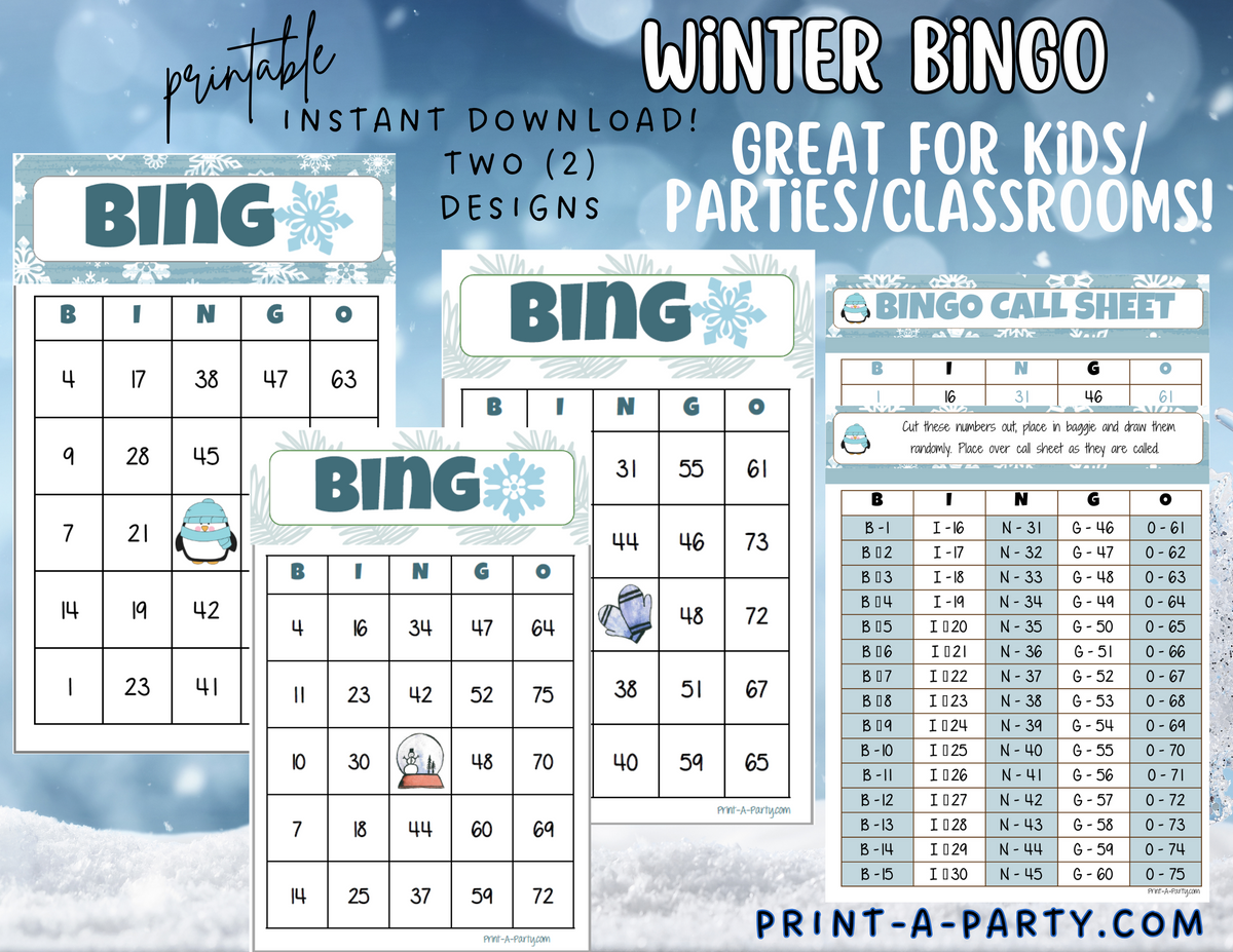 Winter Bingo Game | Penguin | Snow Globe | Printable – PrintAParty