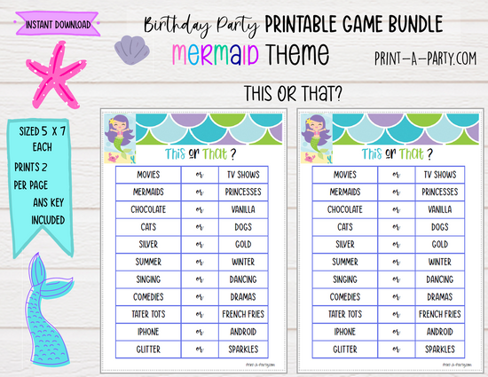 Mermaid Birthday Party Games | Mermaid Party Theme | Mermaid Birthday ...