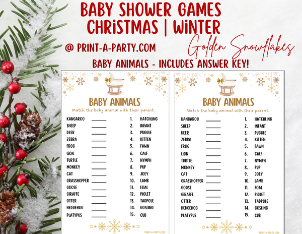 GAMES for Christmas or Winter Baby Shower -Printable Winter Baby Showe ...