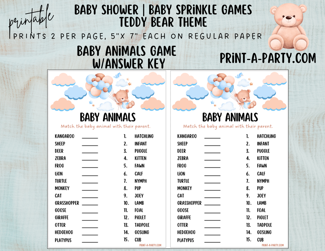Printable Teddy Bear (pink) Baby Shower Games - 5 total - instant ...