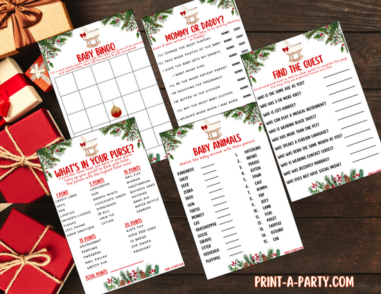 GAMES for Christmas Baby Shower - Printable Christmas Baby Shower Game ...