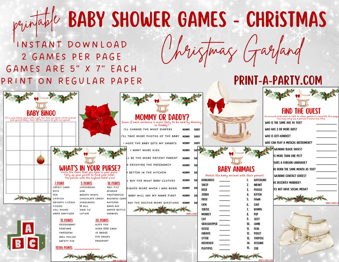 GAMES for Christmas Baby Shower - Printable Christmas Baby Shower Game ...