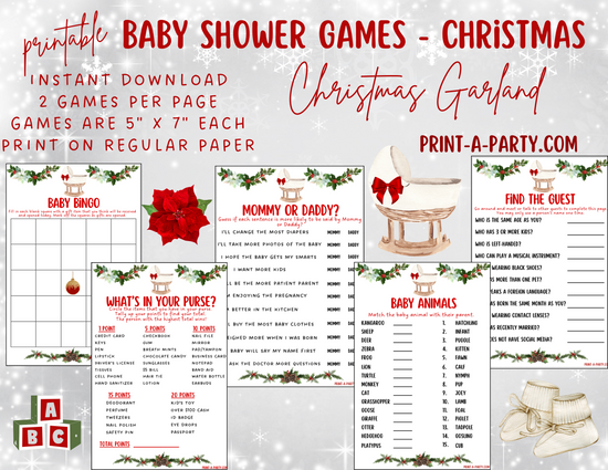 GAMES for Christmas Baby Shower - Printable Christmas Baby Shower Game ...