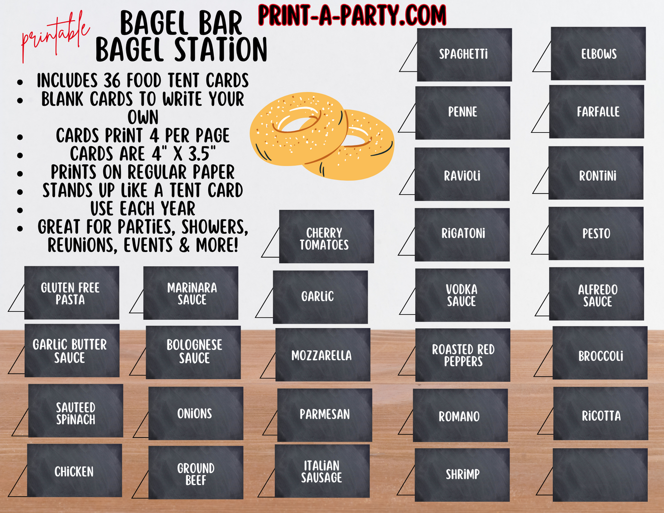 Printable DIY Bagel Bar, Bagel Station setup - great for parties ...