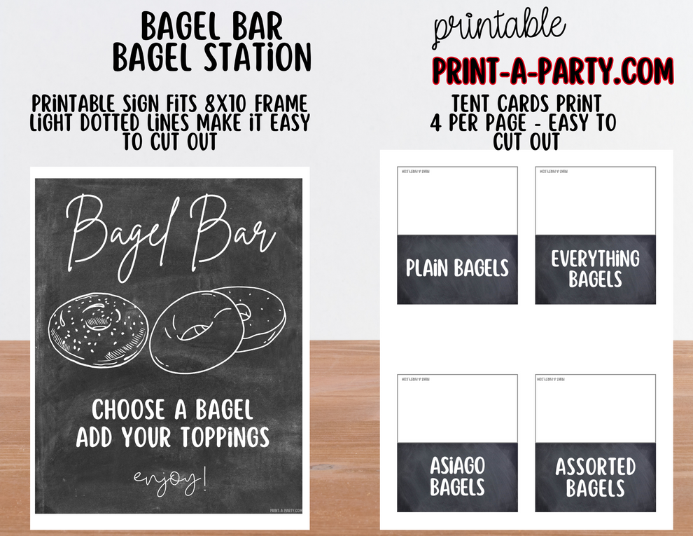 BAGEL BAR Sign and Toppings Labels Printable in Chalkboard – Brunch De ...