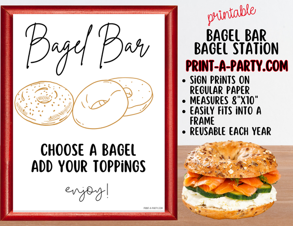 Bagel Bar Sign & Topping Tent Cards - Printable Brunch Decor for Showe ...