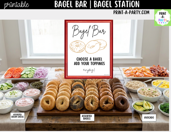 Printable DIY Bagel Bar, Bagel Station setup - great for parties ...