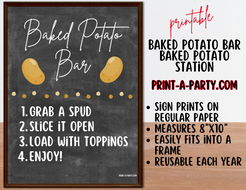 BAKED POTATO BAR | BAKED POTATO STATION Printable Setup - Chalkboard ...