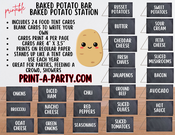 BAKED POTATO BAR | BAKED POTATO STATION Printable Setup - Chalkboard ...