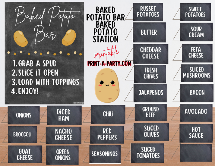 BAKED POTATO BAR | BAKED POTATO STATION Printable Setup - Chalkboard ...