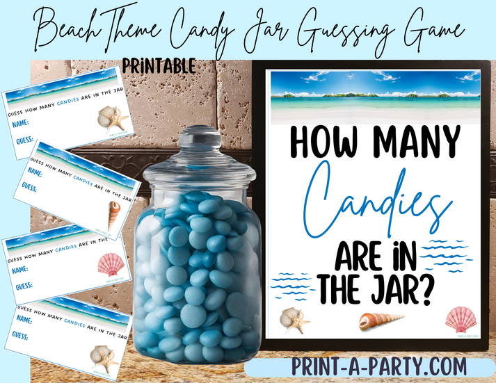 Printable Candy Jar Guessing Game - Beach Theme | Great for Beach ...