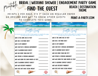 Beach or Destination Wedding Shower Engagement Party Games | Beach ...