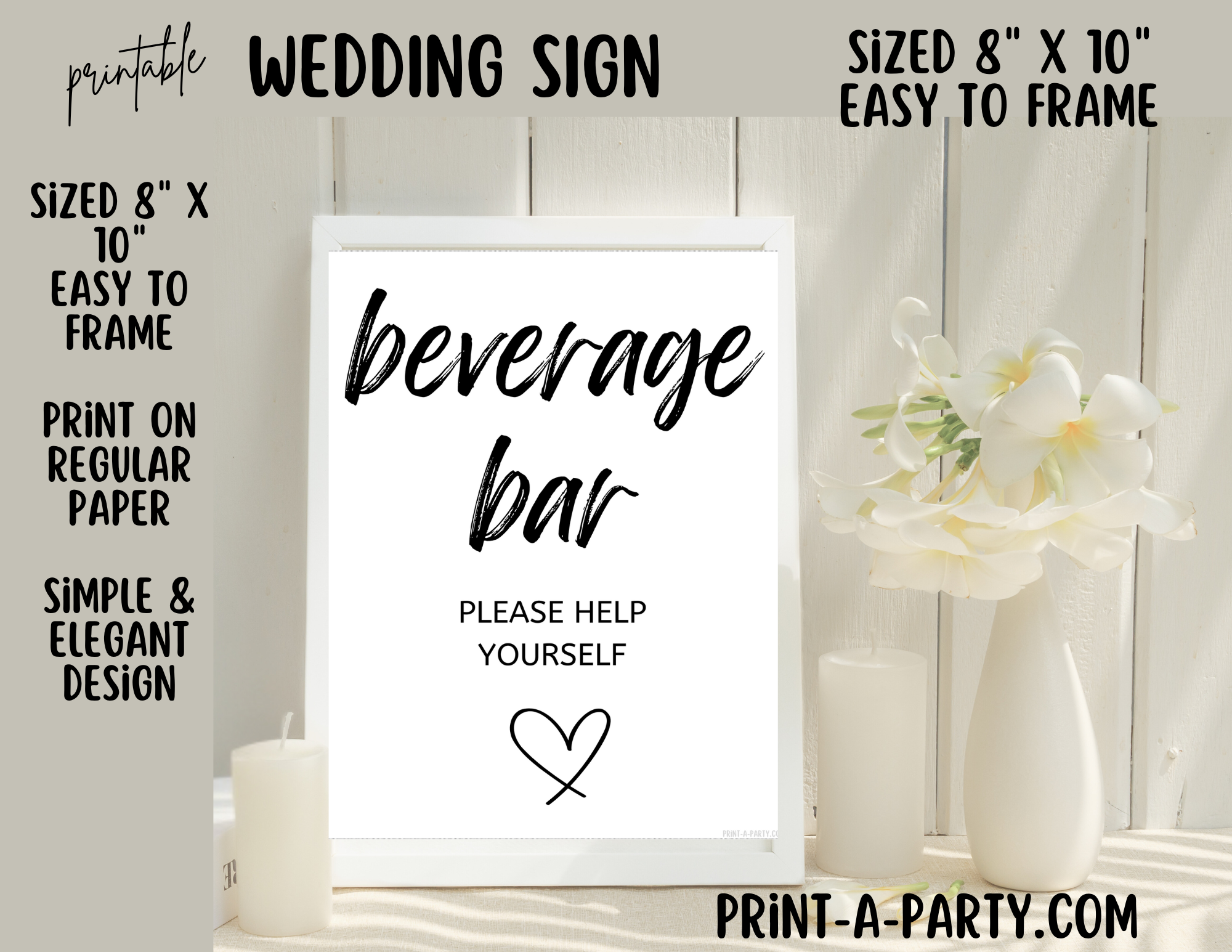 Printable Beverage Bar Wedding Sign - Beverage Bar Please Help Yourself ...