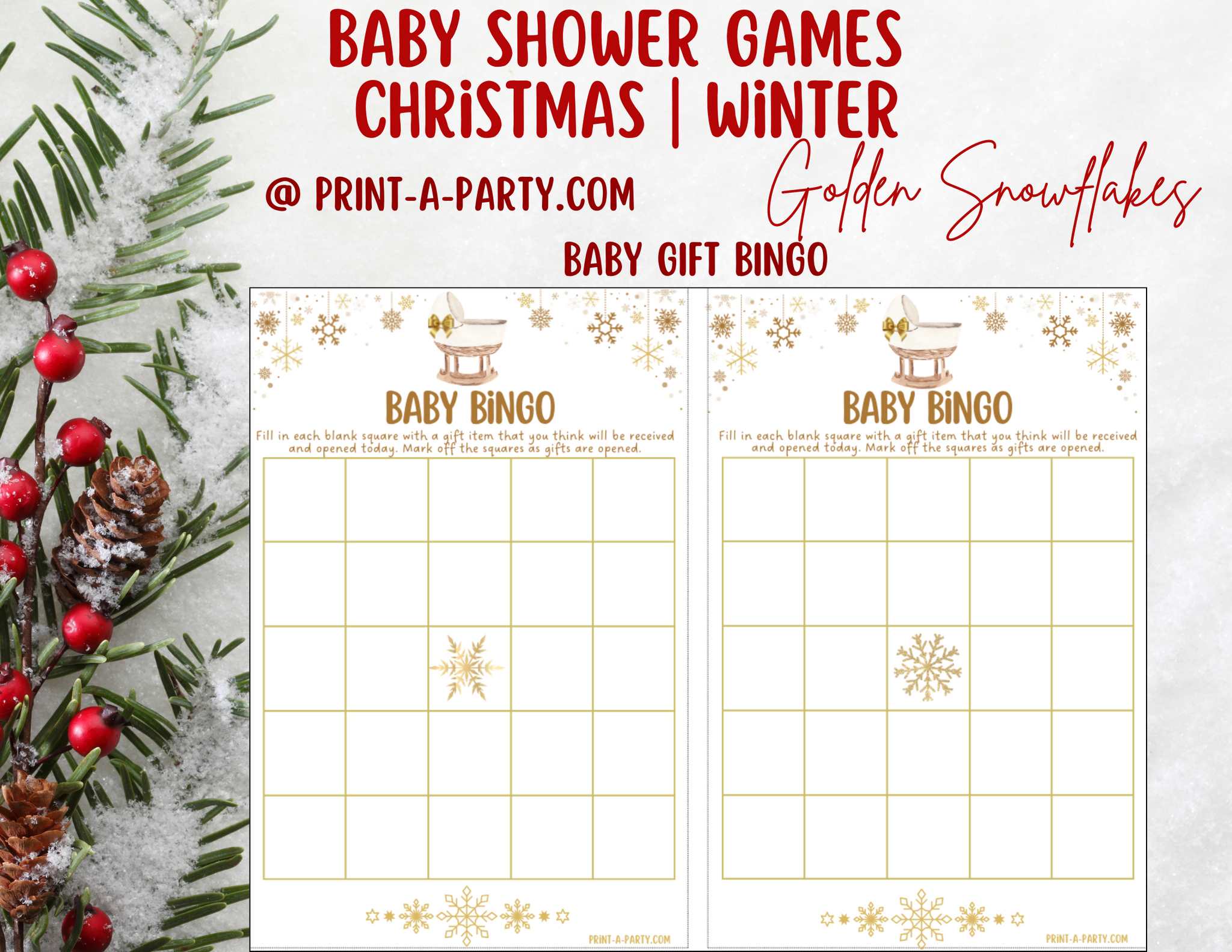GAMES Christmas Baby Shower 5 x 7 Instant Download Games – PrintAParty