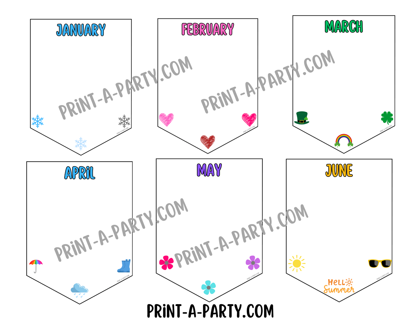 Birthday Bulletin Board Printable Display - Monthly Banner Flags Theme ...