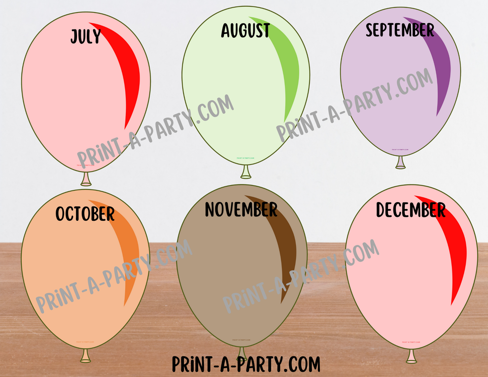Birthday Bulletin Board Printable Display - Monthly Balloon Theme for ...