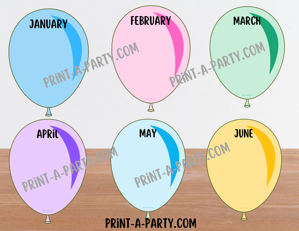 Birthday Bulletin Board Printable Display - Monthly Balloon Theme for ...