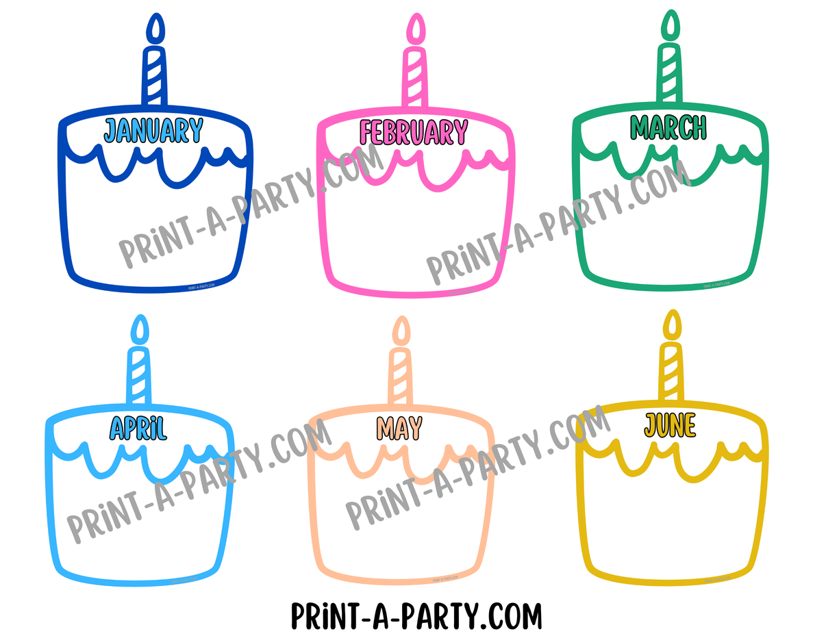 Birthday Bulletin Board Printable Display - Monthly Birthday Cakes The ...