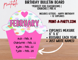 Classroom Birthday Bulletin Board Monthly Cupcakes Polka Dots – PrintAParty