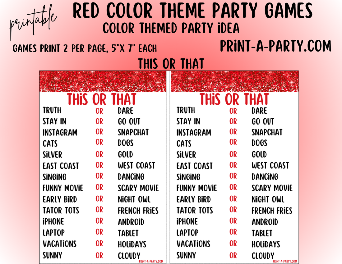 Red Party Games | Red Party Theme | Red Party Ideas | Color Party Games ...