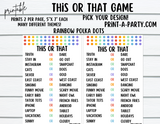 THIS OR THAT GAME | Game Printable | 2 games per page | Birthday Game ...