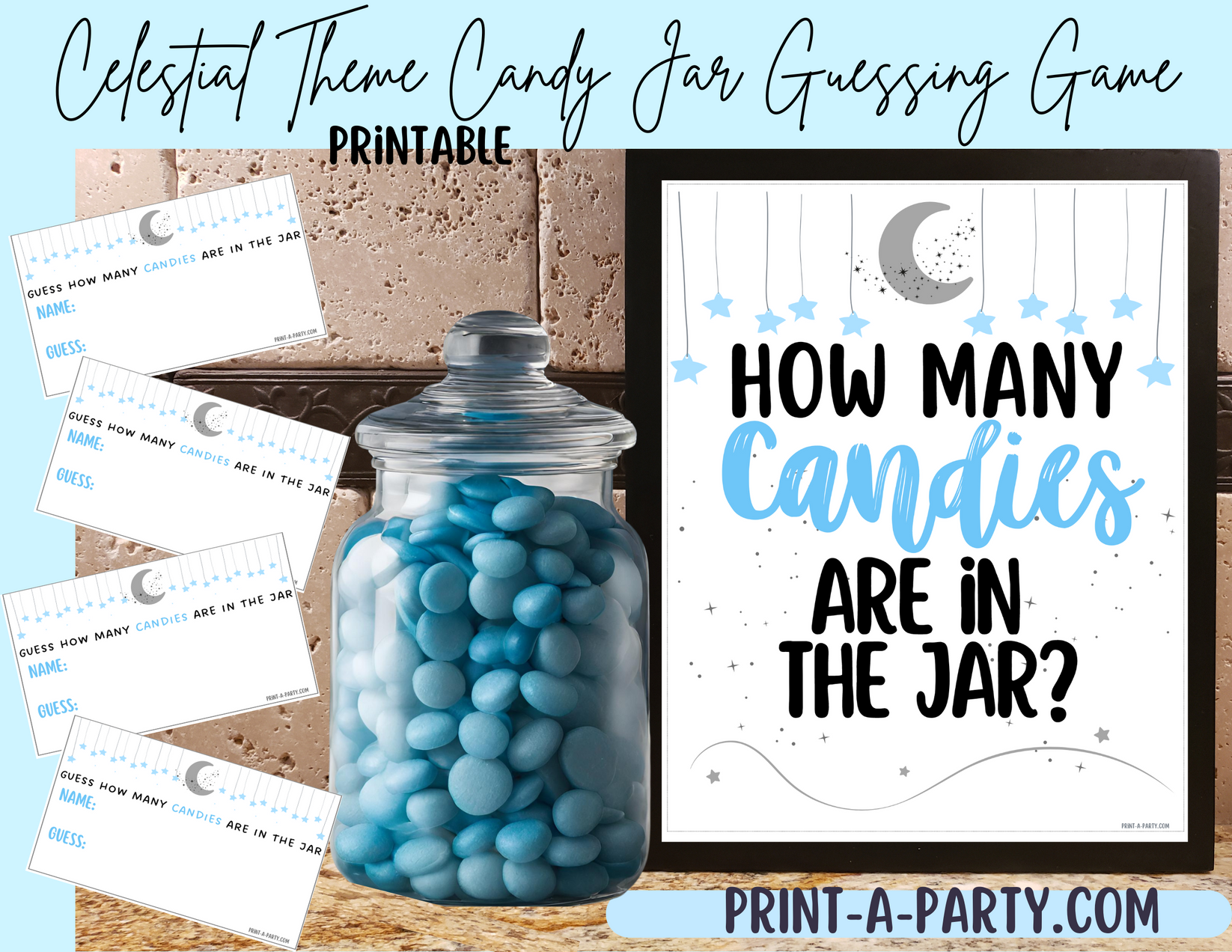 CANDY JAR GUESSING GAME - Celestial Baby Shower Candy Guessing Game ...