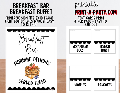 BREAKFAST BRUNCH BAR | Printable Breakfast Bar Sign & Food Labels - pe ...