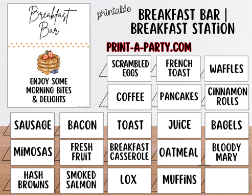 Breakfast Brunch Bar Sign (8x10) + Tent Cards - Printable Brunch Decor ...