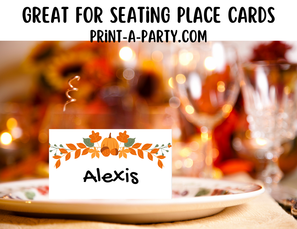 Printable Editable Fall Thanksgiving Buffet Food Cards Seating Place ...