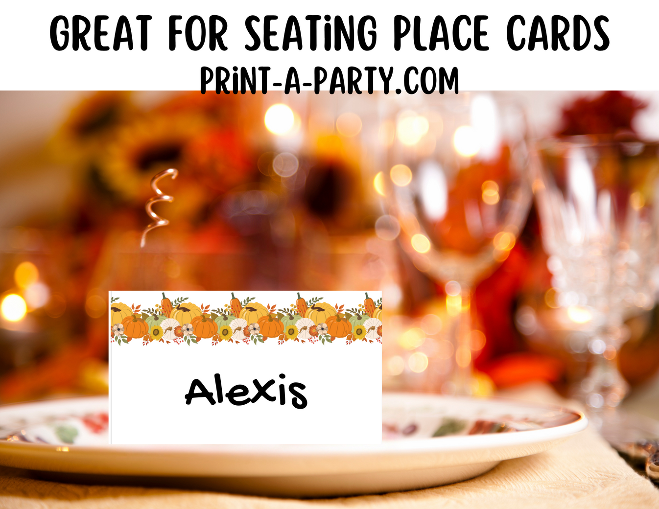 Printable Editable Fall Thanksgiving Buffet Food Cards Seating Place ...