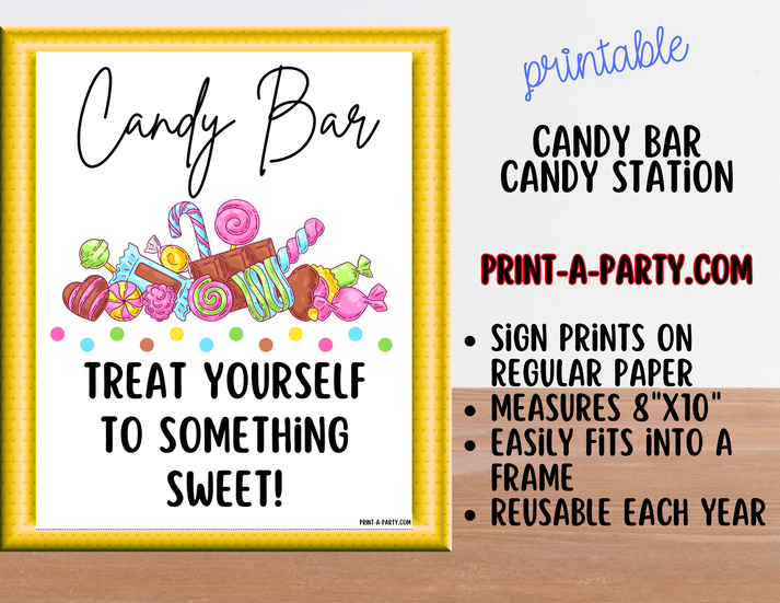 CANDY BAR Sign and Candy Labels Printable in White – Sweet Table Decor ...