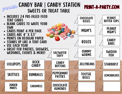 CANDY BAR Sign and Candy Labels Printable in White – Sweet Table Decor ...