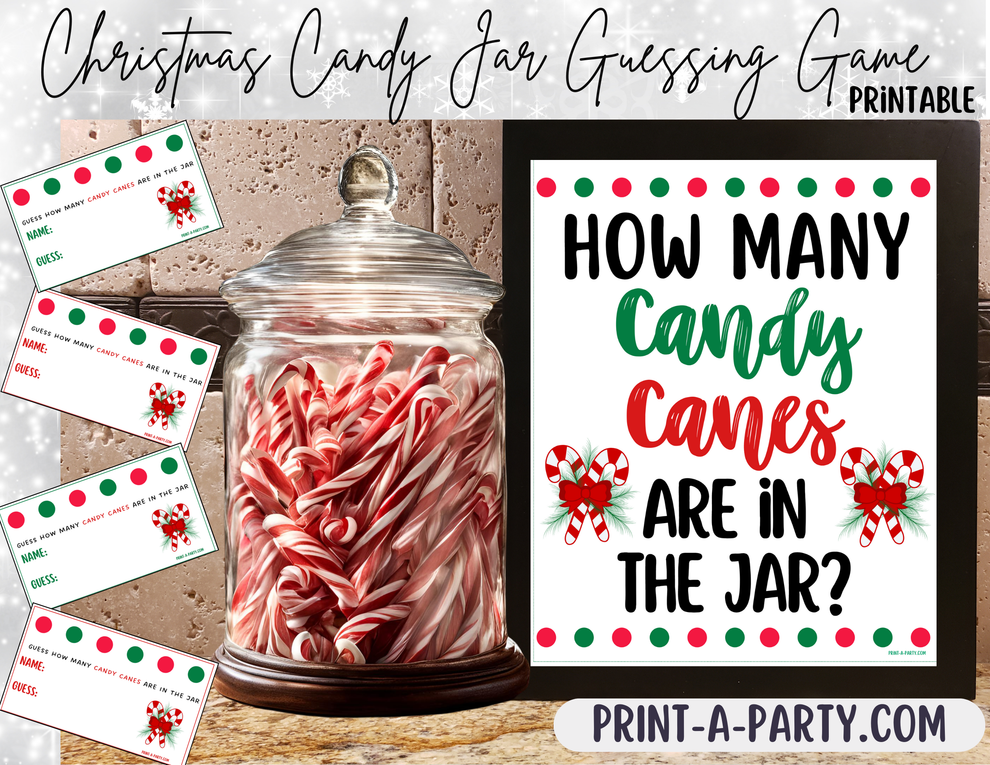 Candy Jar Guessing Game - CHRISTMAS CANDY CANES - Printable Holiday Pa ...