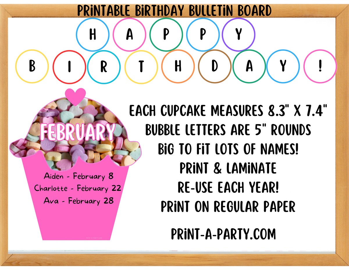Classroom Birthday Bulletin Board Printable | Cupcakes with Sprinkles ...