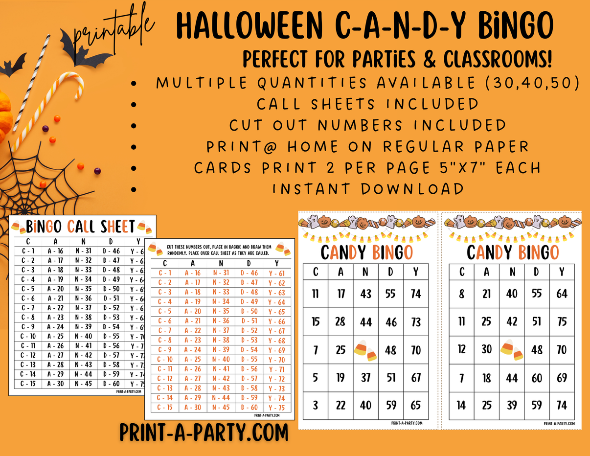 BINGO: Halloween Candy Bingo Game | C-A-N-D-Y Bingo Game | Halloween P ...