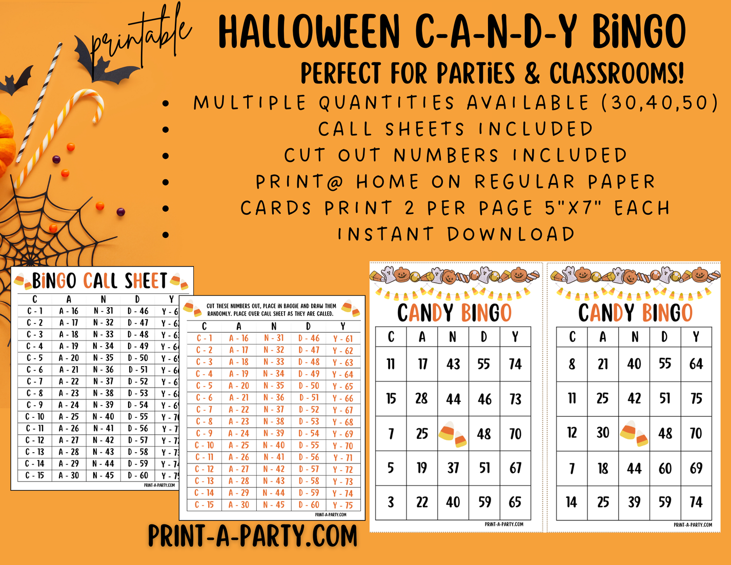 BINGO: Halloween Candy Corn Bingo Printable Game – Fun C-A-N-D-Y Game ...