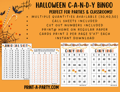 BINGO: Halloween Candy Corn Bingo Printable Game – Fun C-A-N-D-Y Game ...