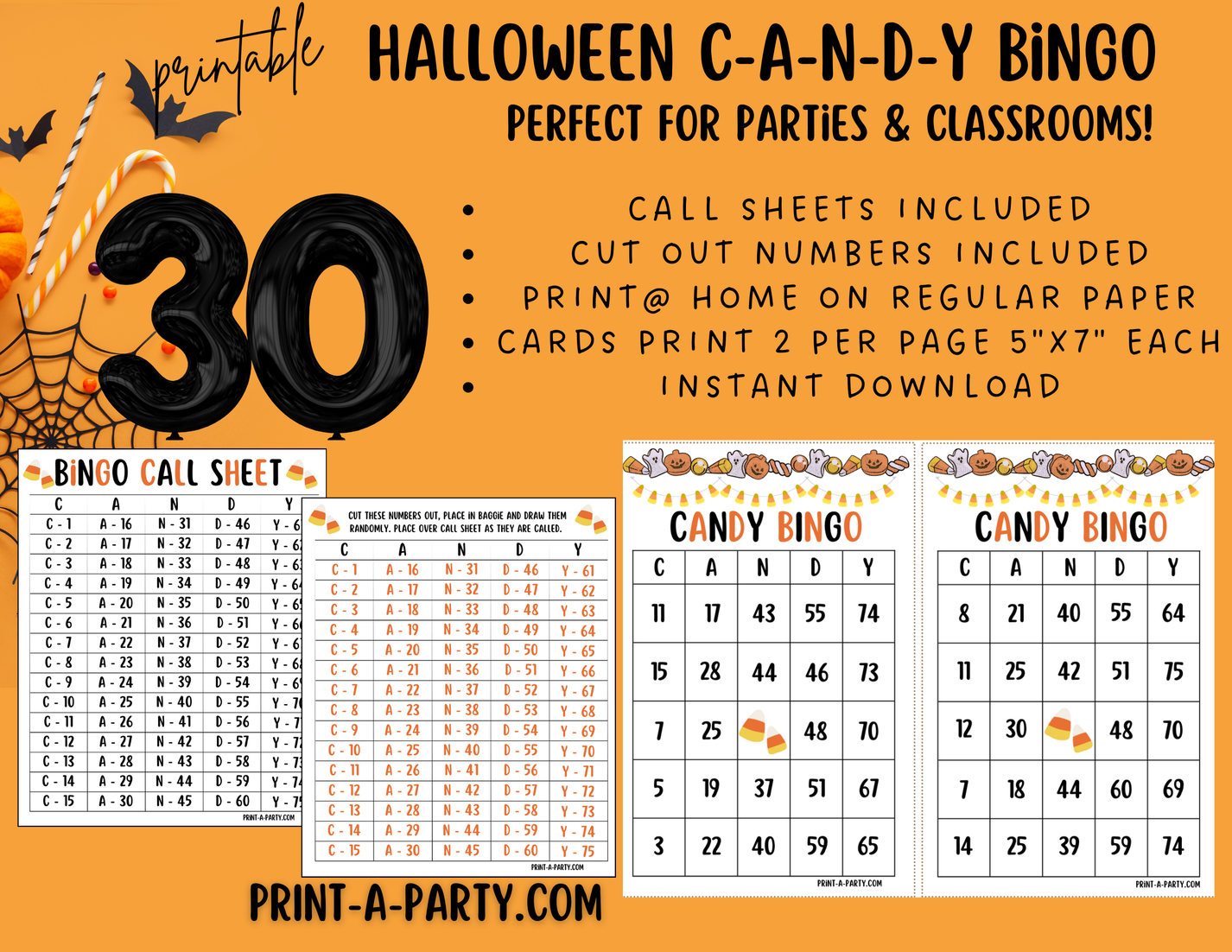 BINGO: Halloween Candy Corn Bingo Printable Game – Fun C-A-N-D-Y Game ...