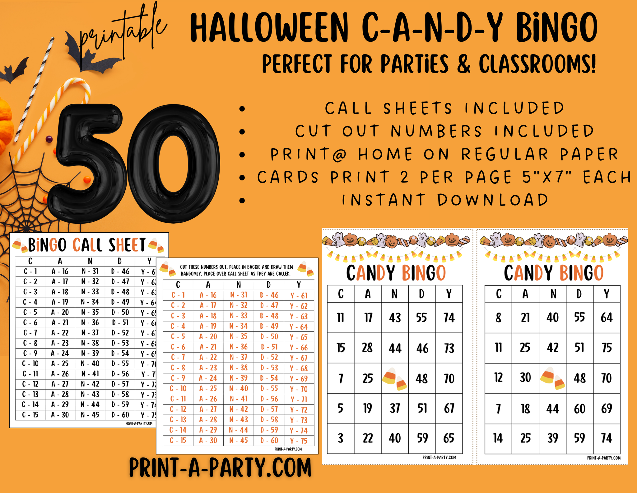 BINGO: Halloween Candy Bingo Game | C-A-N-D-Y Bingo Game | Halloween P ...