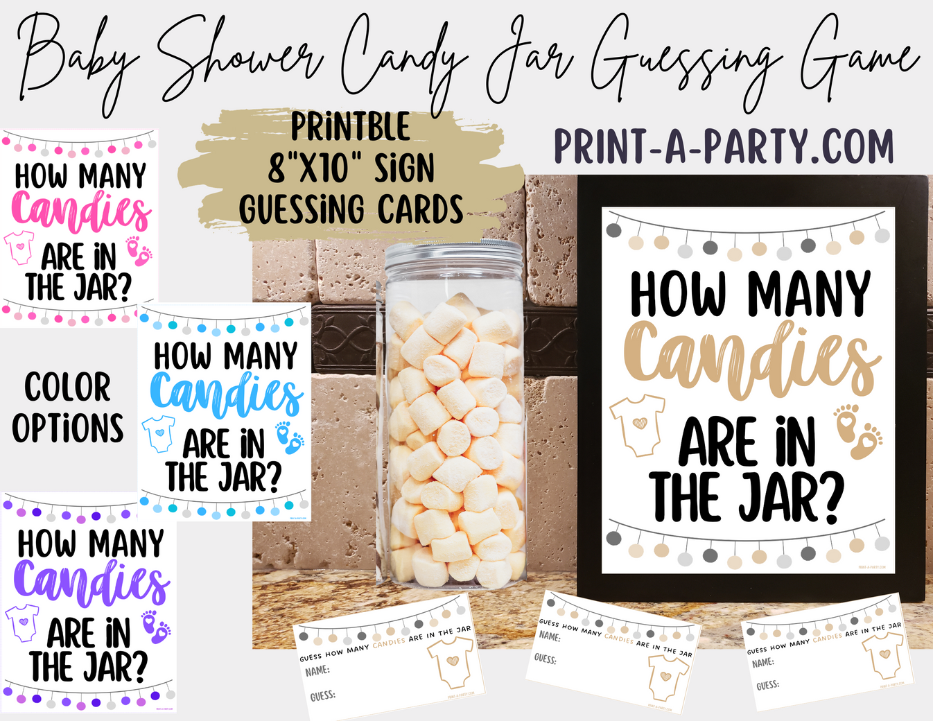Candy Jar Guessing Game for Baby Showers Printable - sign + guessing ...