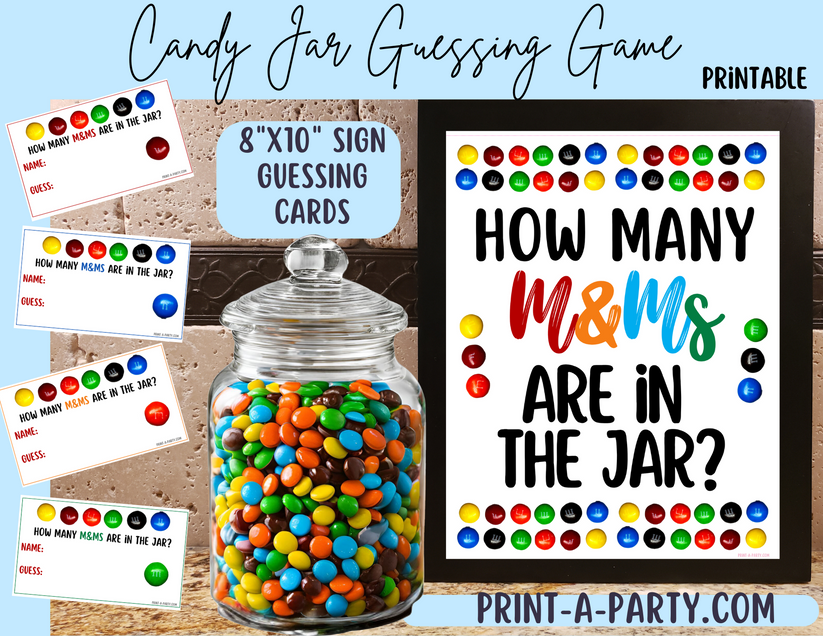 Candy Jar Guessing Game - M&Ms - Printable Party Game for Birthdays, C ...