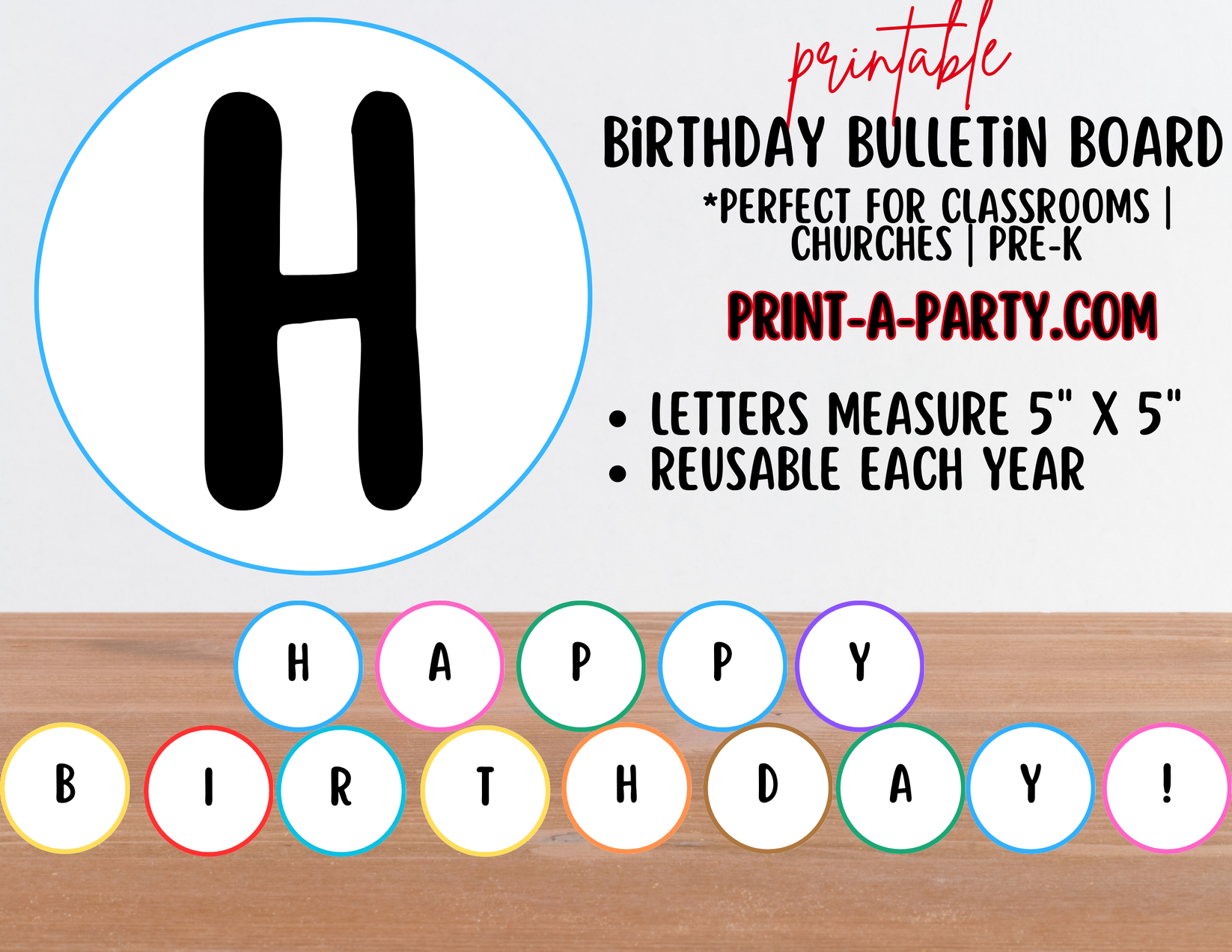 Birthday Bulletin Board Printable Display - Monthly Banner Flags Theme ...