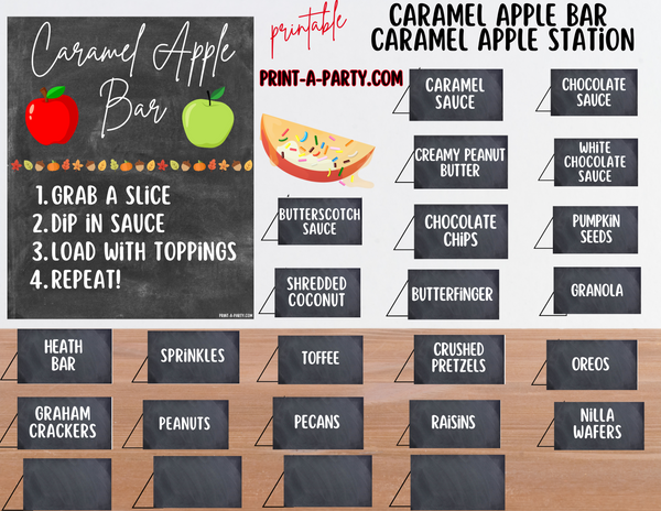 CARAMEL APPLE BAR | CARAMEL APPLE STATION Printable Setup - Chalkboard ...
