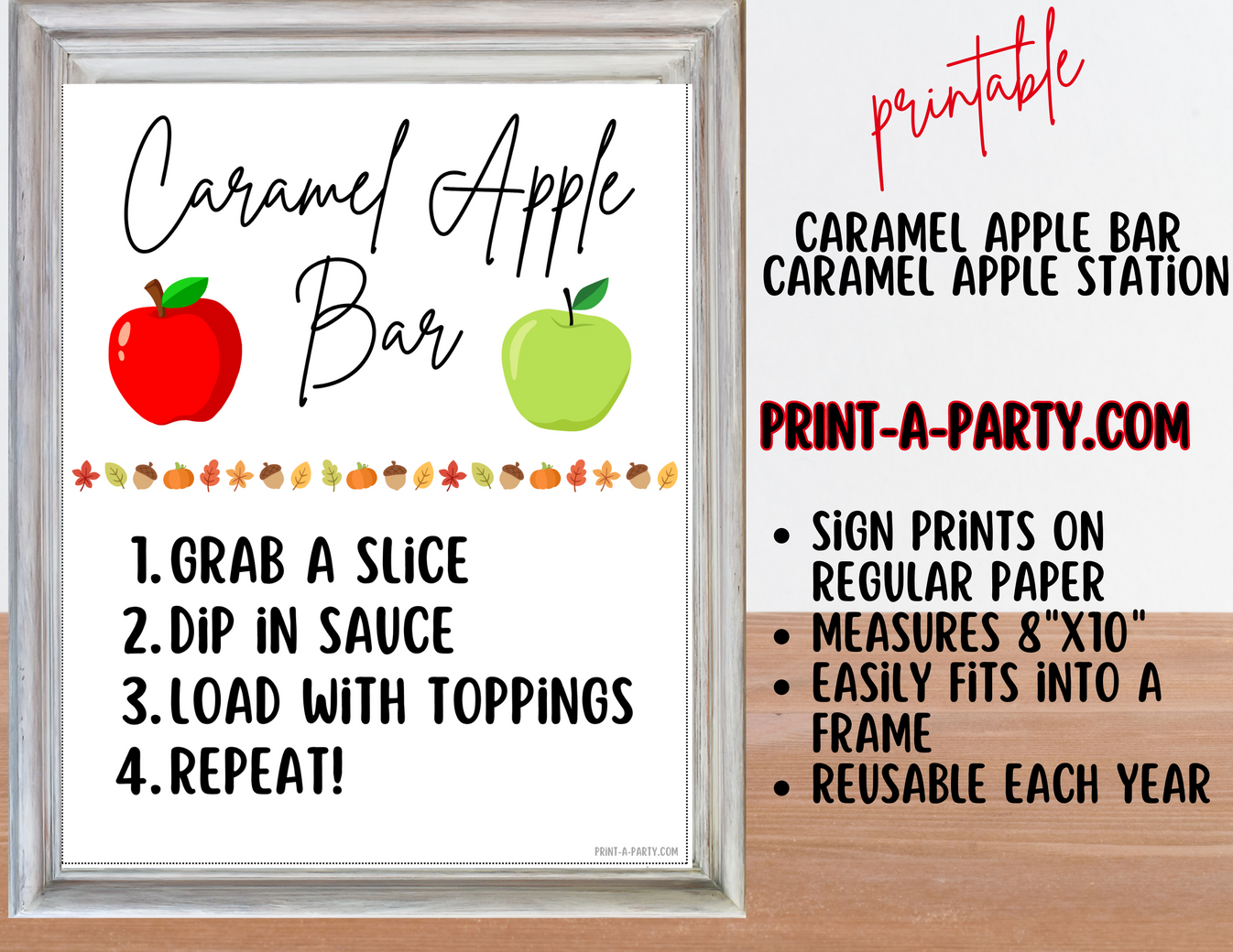 CARAMEL APPLE BAR | CARAMEL APPLE STATION Printable Setup - White ...